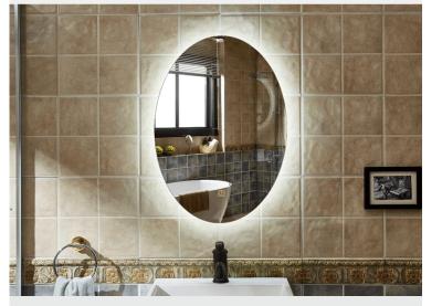 China Bathroom intelligent bezel-less oval LED lamp wall hanging makeup mirror for sale