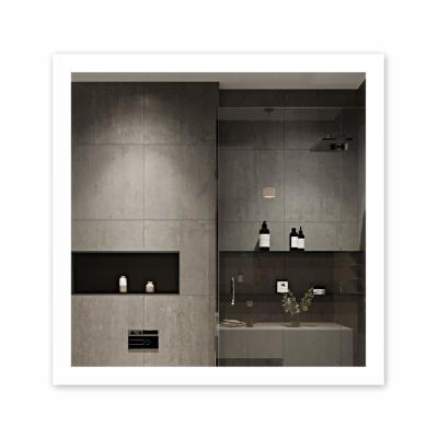 China No Touch Button Square Backlit Bathroom Makeup Wall Mounted Anti-Fog LED mirror for sale