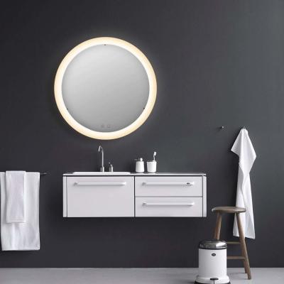 China Bedroom And Bathroom Wall Mounted Vanity Modern Round Cosmetic Intelligent Touch Control Dimmer Oval Wall LED mirror for sale
