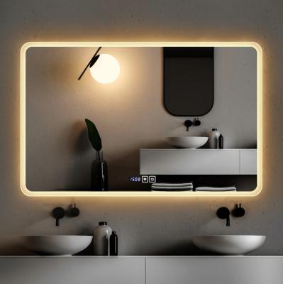 China Hotel Bathroom Wall Hanging Makeup Vanity 60*80cm LED light mirror with bluetooth speaker for sale