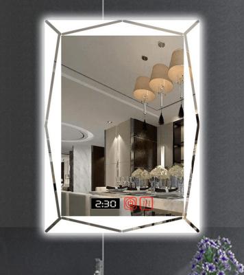 China Intelligent electrical connection bathroom wall hanging frameless rectangular makeup LED mirror with touch dimmer for sale