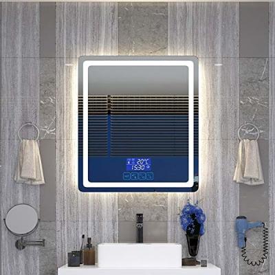 China Intelligent frameless bathroom anti-fog LED makeup plug in the mirror panel with touch switch for sale