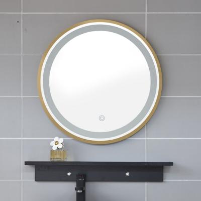 China Aluminum alloy brushed frame hotel bathroom cheap LED anti-fog mirror with clock instructions for sale
