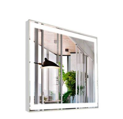 China Modern hotel bathroom advertising mirror display screen with LED lights for sale