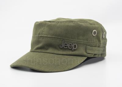 China 4 Panel Badge Cotton Military Cap Army Green With Bronze Metal Buckle For Adults factory