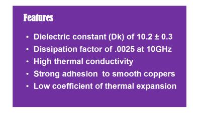 China RF-10 High Frequency material design for Double Sided PCB, Multilayer PCB, Hybrid PCB using in microstrip patch antennas for sale