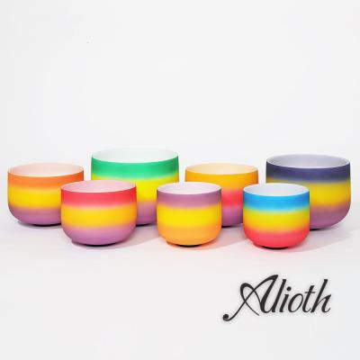 China 10 Inch Outside Rainbow Colored Crystal Singing Bowl for Chakra Balancing/Yoga/Meditation/Sound Therapy for sale