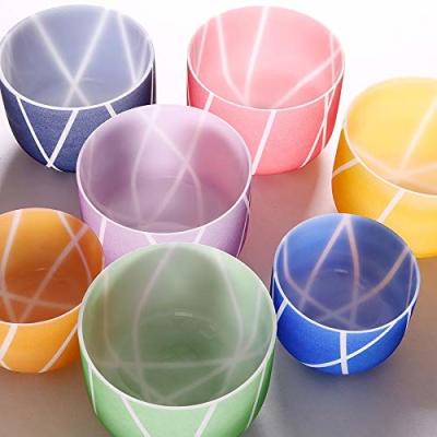 China 16 Inch Outside Stripe Pattern Crystal Singing Bowl for Chakra Balancing/Yoga/Meditation/Sound Therapy for sale
