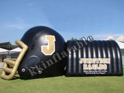 China Black Rugbby Helmet Model Inflatable Sport Tunnel For Games And Playing for sale