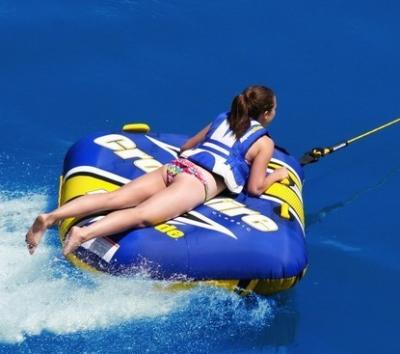China Double Layers Irritative Outdoor Inflatable Game , Inflatable Water Flying Mat for sale