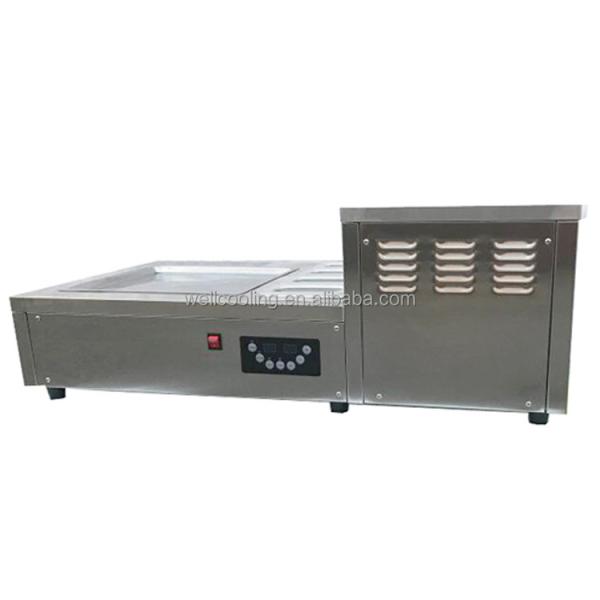 Quality High Production Countertop Single Pan Fried Ice Cream Roll Machine With 4 Pcs Stainless Steel 304 Toppings for sale