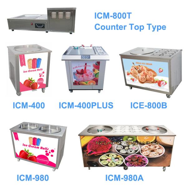 Quality High Production Countertop Single Pan Fried Ice Cream Roll Machine With 4 Pcs for sale