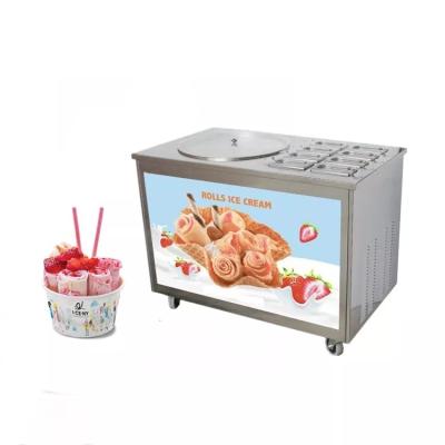 China Factory Supply Round Pan Manual Fried/ Roll Fried Ice Cream Machine With 8 Buckets for sale