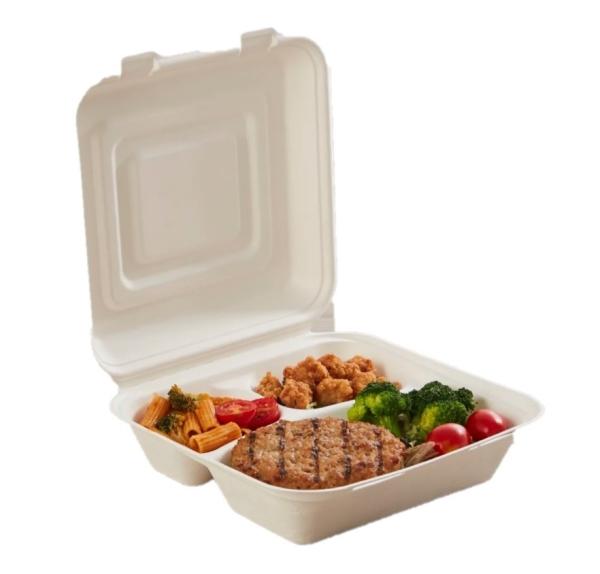 Quality Best Selling Items 3 Compartment Food Container Clamshell Eco Paper for Food for sale