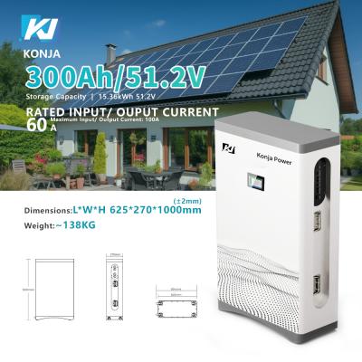 Cina KonJa Casalinga IP50 Grado A Batteria Cella Profondo Ciclo 51.2v 300Ah 15.36kWh Batteria solare a parete con schermo in vendita