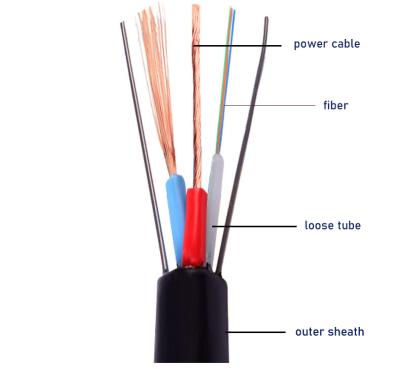 China OEM Composite Fibra Cable Customized Outdoor Optical Fiber + Power cable 4 8 12 24 Core Hybrid Power Fiber Optical Cable for sale