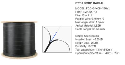 China GJYXCH-1B6 G657A2 1 Core Optical Fiber Drop Cable for sale
