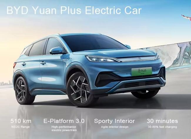 in Stock Byd Yuan Plus 2024 510km Flagship Hot Sale and High Speed EV SUV with Electric Four Wheel Drive Electric Car