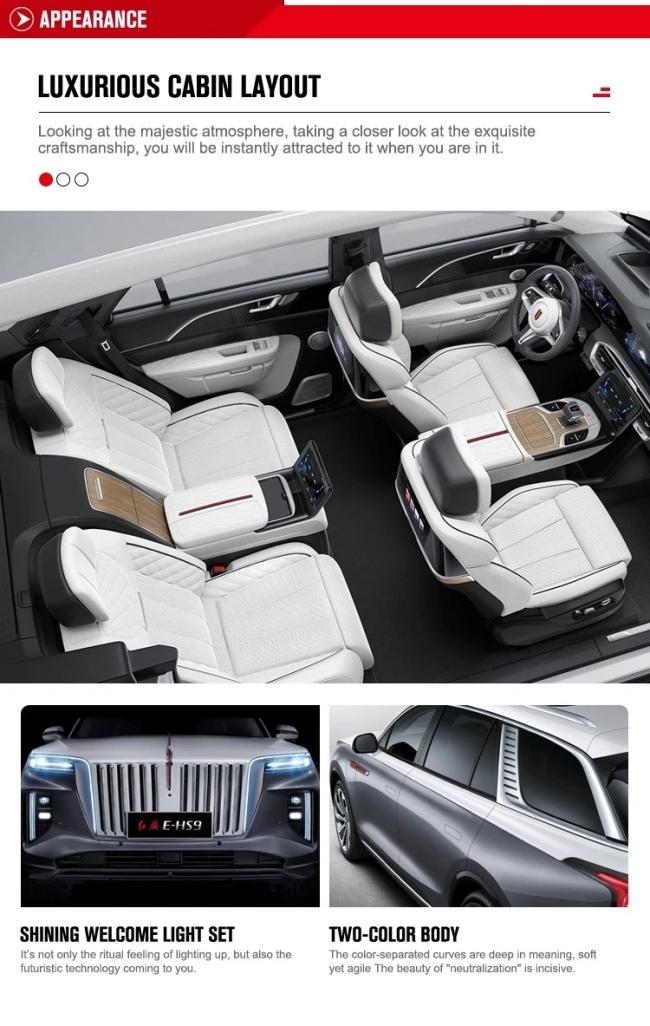 China 2022 Hongqi Ehs9 Ice White/Quantum Gray New Energy Vehicle Hongqi E-HS9