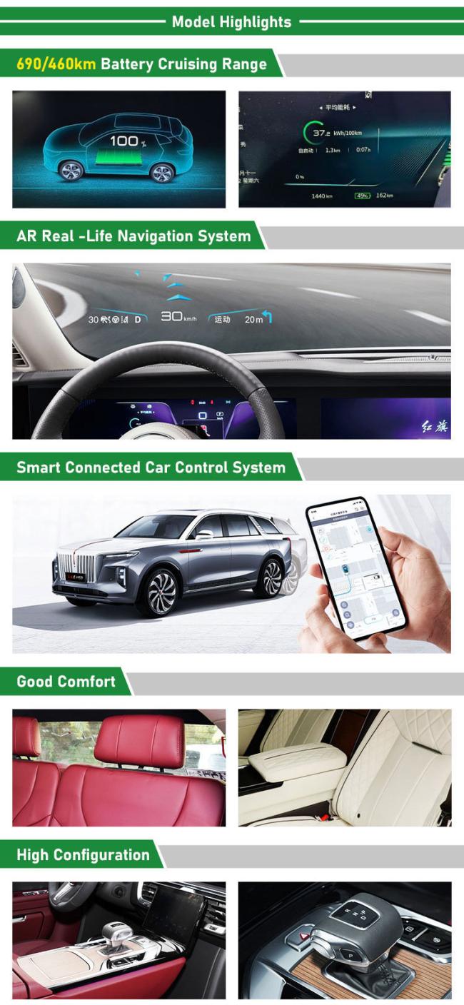 Hot Sell Ehs9 Auto Luxurious &amp; Security Car Max Speed 200km/H EV Hongqi E-HS9 Car