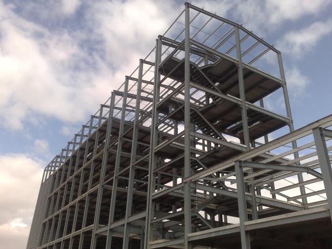 Steel structure warehouse interior view