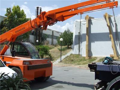 China 12 Ton Stone Handling Telescopic Boom Crane For Bundle Marble Slab Loading for sale
