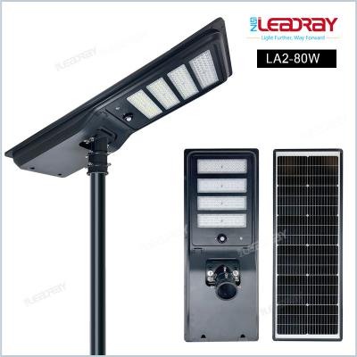 China LA2-80W All In One Solar Street Lights 12600lm IP66 Premium 5050 LED PIR Motion Sensor for sale