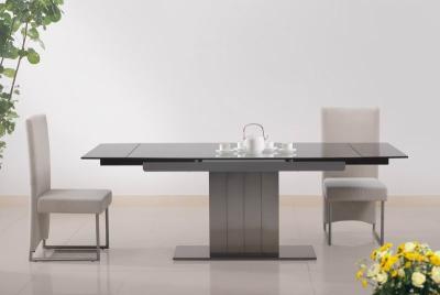 China Customized Blue Modern Glass Dining Table Stainless Steel Base for sale