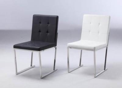 China Black And White Leather Dining Chairs Modern / High Back Leather Dining Chairs for sale
