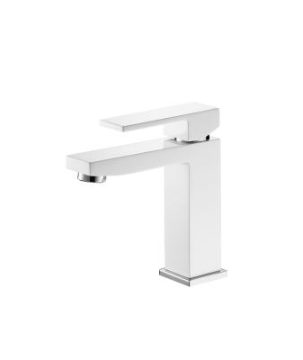 China Gestroomlijnde Design Wastafel Kraan Wit Messing Mengkraan Met 25mm Cartridge Te koop