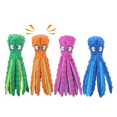 China Octopus No Stuffing Crinkle Plush Dog Toys Dog Squeaky Toys Interactive Chew Toys for sale