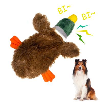 China Stuffing Free Interactive Squeaky Puppy Wild Duck Dog Soft Plush Toys for sale