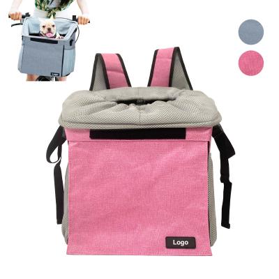 China Bike Basket For Dogs Cats Backpack Carrier Removable Folding Pet Bicycle Front Basket for sale