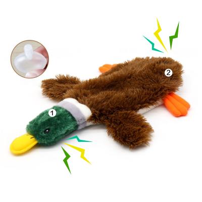 China Stuffing Free Interactive Squeaky Puppy Wild Duck Dog Soft Plush Toys for sale