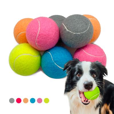 China Dog Tennis Balls Custom Logo Squeaky Multi Color  Bulk Chew and Throw Toys for sale