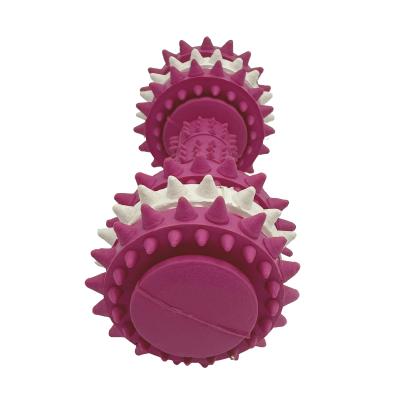 China Durable Rubber Dog Chew Toy Dumbbell Shape With Teeth Cleaning Bumps for sale