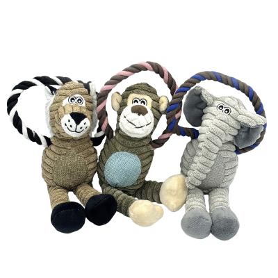 China Squeaky Plush Rope Dog Toy Durable Interactive Teething Anxiety Relief Toy for sale