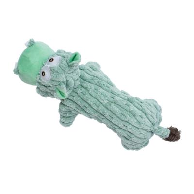 China Green Hippo Plush Squeaky Dog Toy – Soft Chew, Tug & Play Toy For Small To Large Dogs for sale