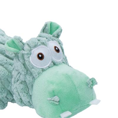 China Green Hippo Plush Squeaky Dog Toy – Soft Chew, Tug & Play Toy For Small To Large Dogs for sale