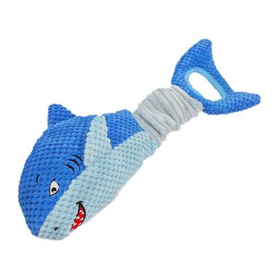 China Interactive Shark Plush Dog Toy Squeaky Durable Chew Toy For Large Small Dogs for sale