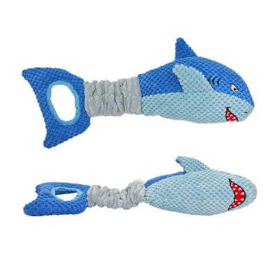 China Interactive Shark Plush Dog Toy Squeaky Durable Chew Toy For Large Small Dogs for sale