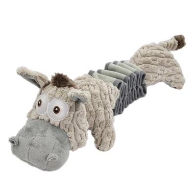 China Plush Donkey Dog Toy Squeaky Interactive Chew Tug Toy For Small Medium And Large Dogs for sale