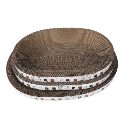 China Cat Scratcher Pad Oval Bed Corrugated Cardboard Lounge Furniture Protector for sale
