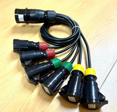 China 32A Stage Lighting Power Cord Assembly 32A Stage Lighting Power Cord / 32A Distribution Cable / 32A 1-to-6 Power Splitter for sale