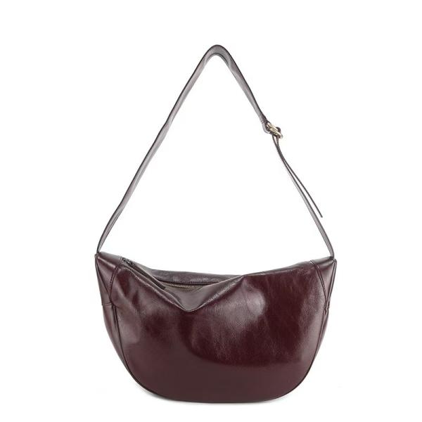 Quality Top-Grain Oil-Waxed Cowhide Large Capacity Dumpling Bag genuine leather shoulder bag crossbody bag tote bag underarm bag China supplier wholesale for sale