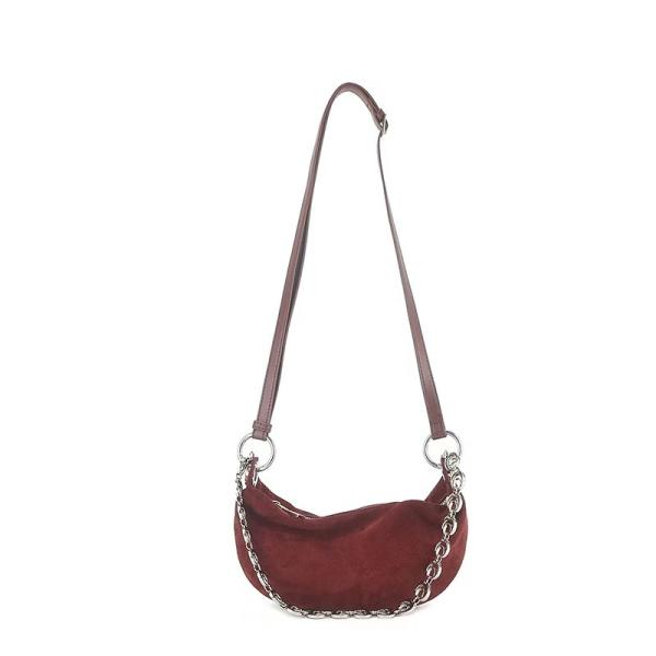Quality Women's fashion genuine leather handbag Top-Grain High-Gloss Suede Cowhide Crescent Bag （small) Vintage leather shoulder bag  China factory wholesale for sale