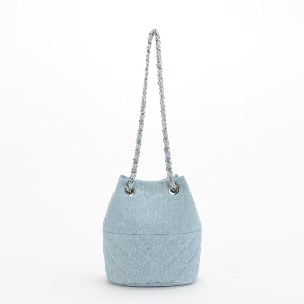 Quality Canvas Denim  Diamond Lattice Chain Bucket Bag Crossbody Bags Shoulder Bags Fashion Bags for Women Wholesale Handbags Supplier for sale