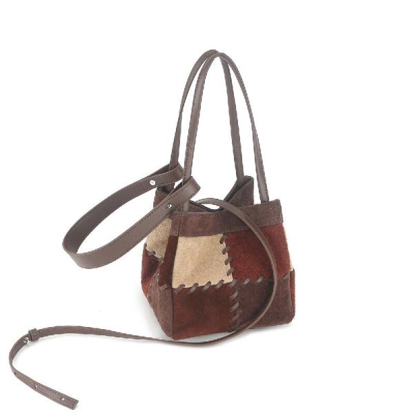 Quality Women's fashion genuine leather handbag Shoe-Material Frosted Cowhide Contrast-Color Small Square Bag shulder bag crossbody bag China supplier wholesale for sale