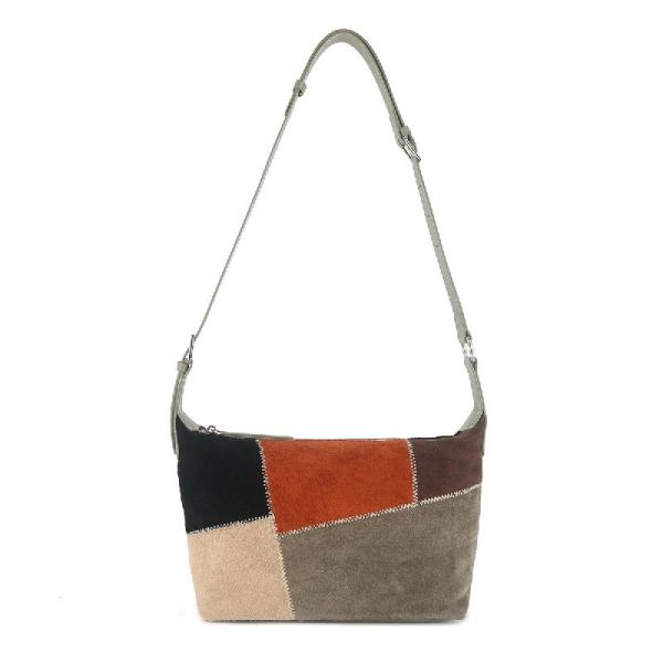 Quality Genuine leather bag factory wholesale Shoe Material Frosted Cowhide Patchwork Contrast-Color Style (Exclusive) Shoulder Bag crossbody bag underarm bag China supplier  for sale