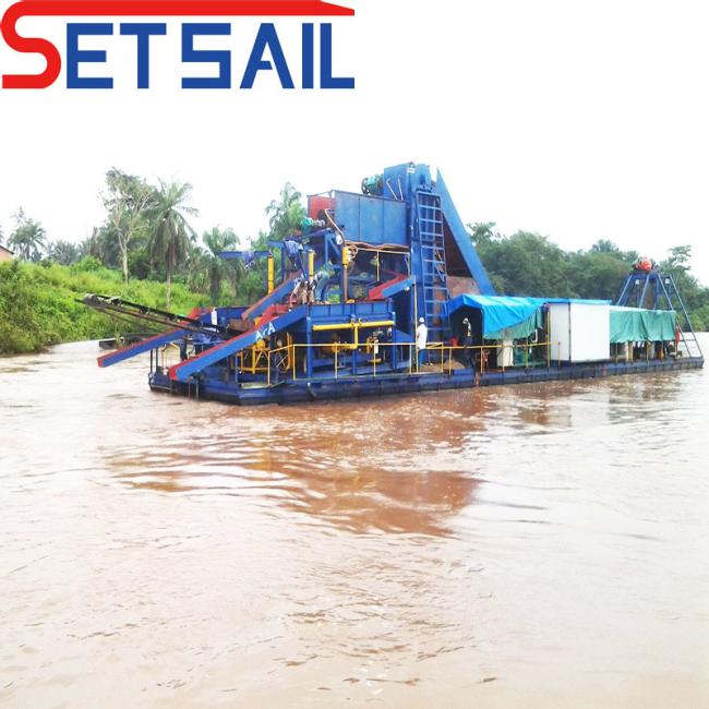 Chain Bucket River Sand Mining Dredging Ship